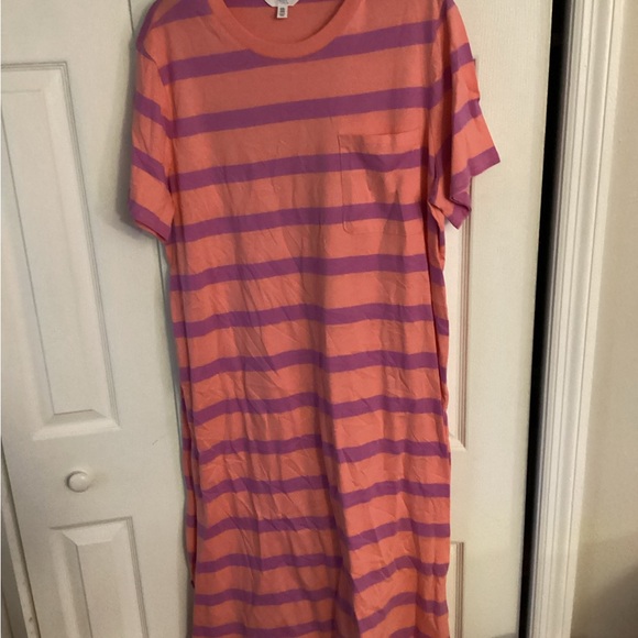 Time and Tru | Dresses | Time And Tru Pink And Purple Striped Dress ...